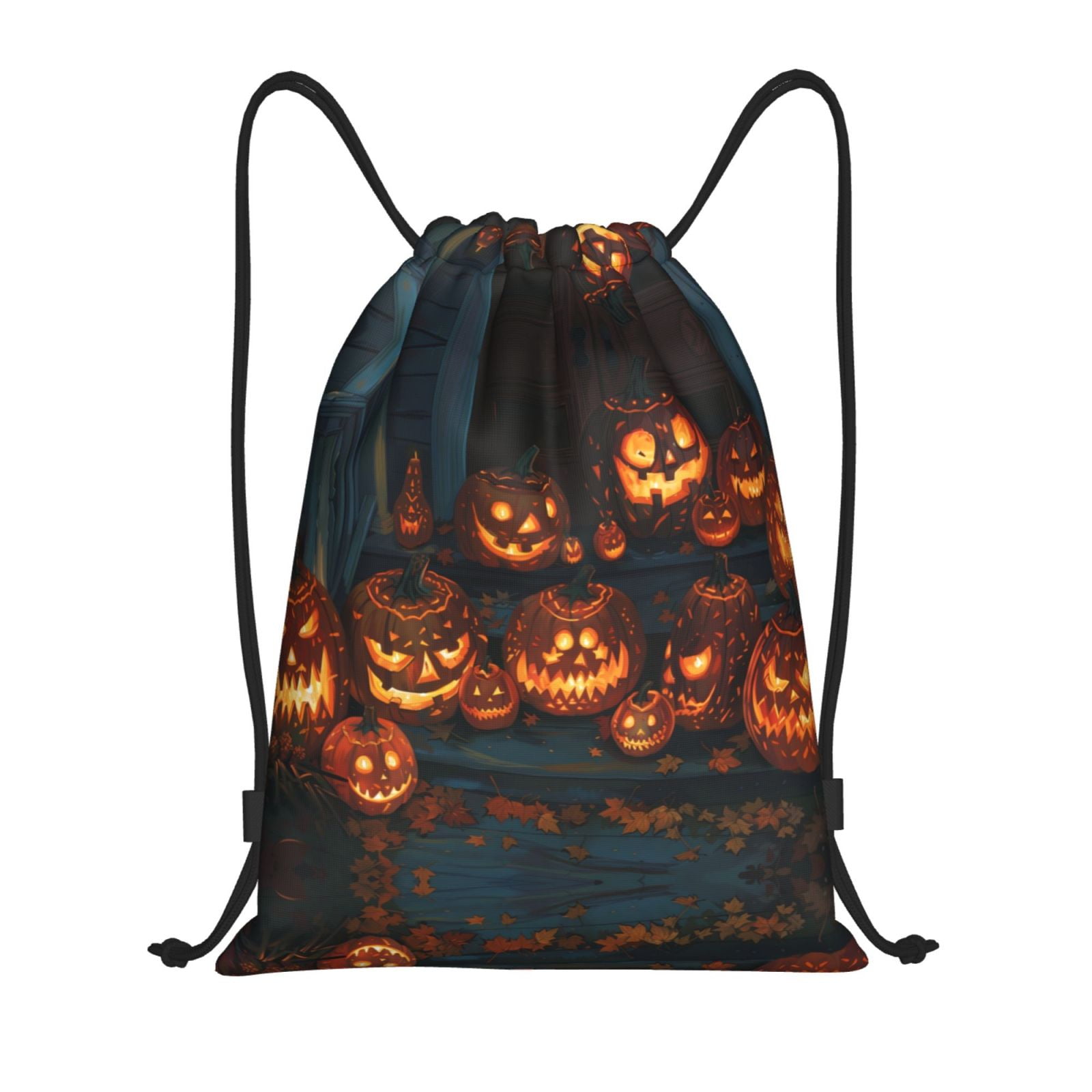 Drawstring Backpack - Halloween Carved Pumpkin k Gym Bag for Women Men ...