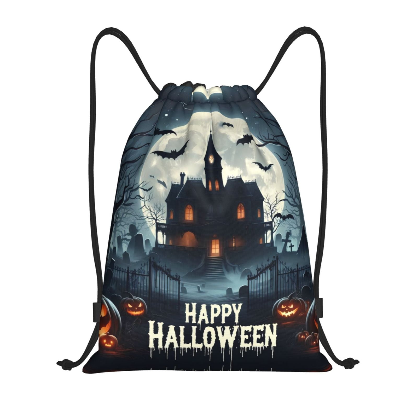 Drawstring Backpack - Halloween Happy Castle Cheer Gym Bag for Women ...