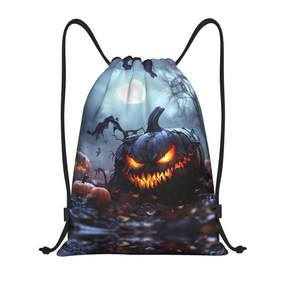 Drawstring Backpack - Halloween Pumpkin Monster D Splash Proof Small Drawstring Gym Bag for ...