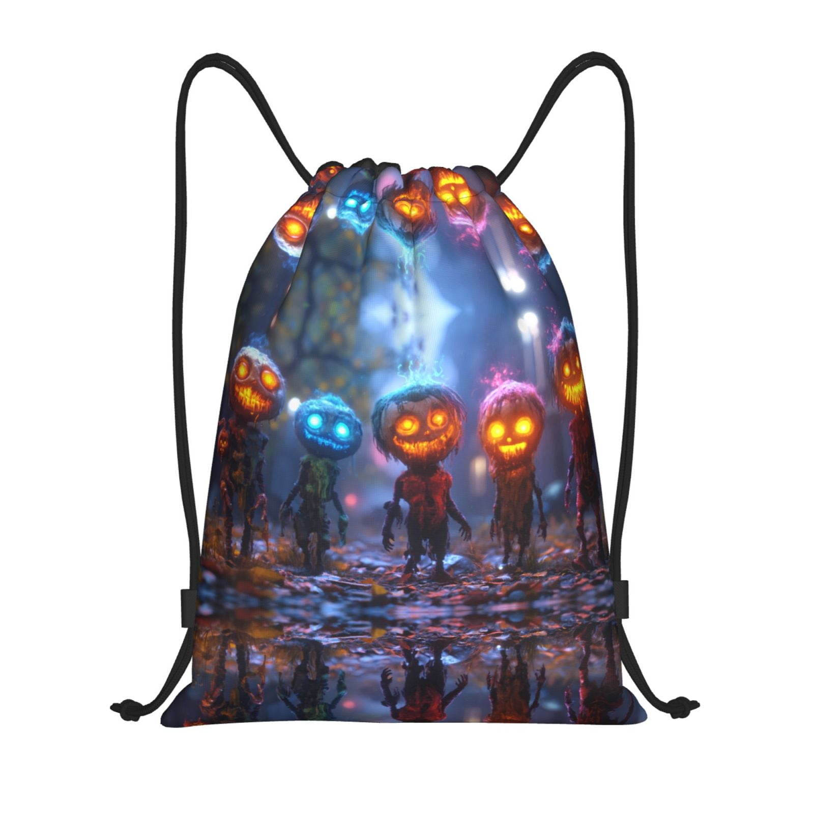 Drawstring Backpack - Halloween Pumpkin Monsters Splash Proof Small ...