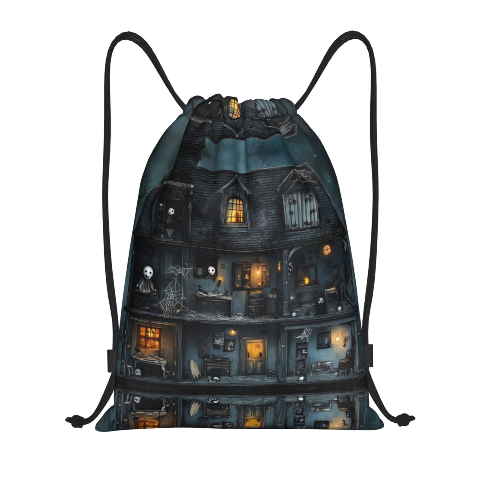 Drawstring Backpack - Halloween Scary Dollhouse C Splash Proof Small ...