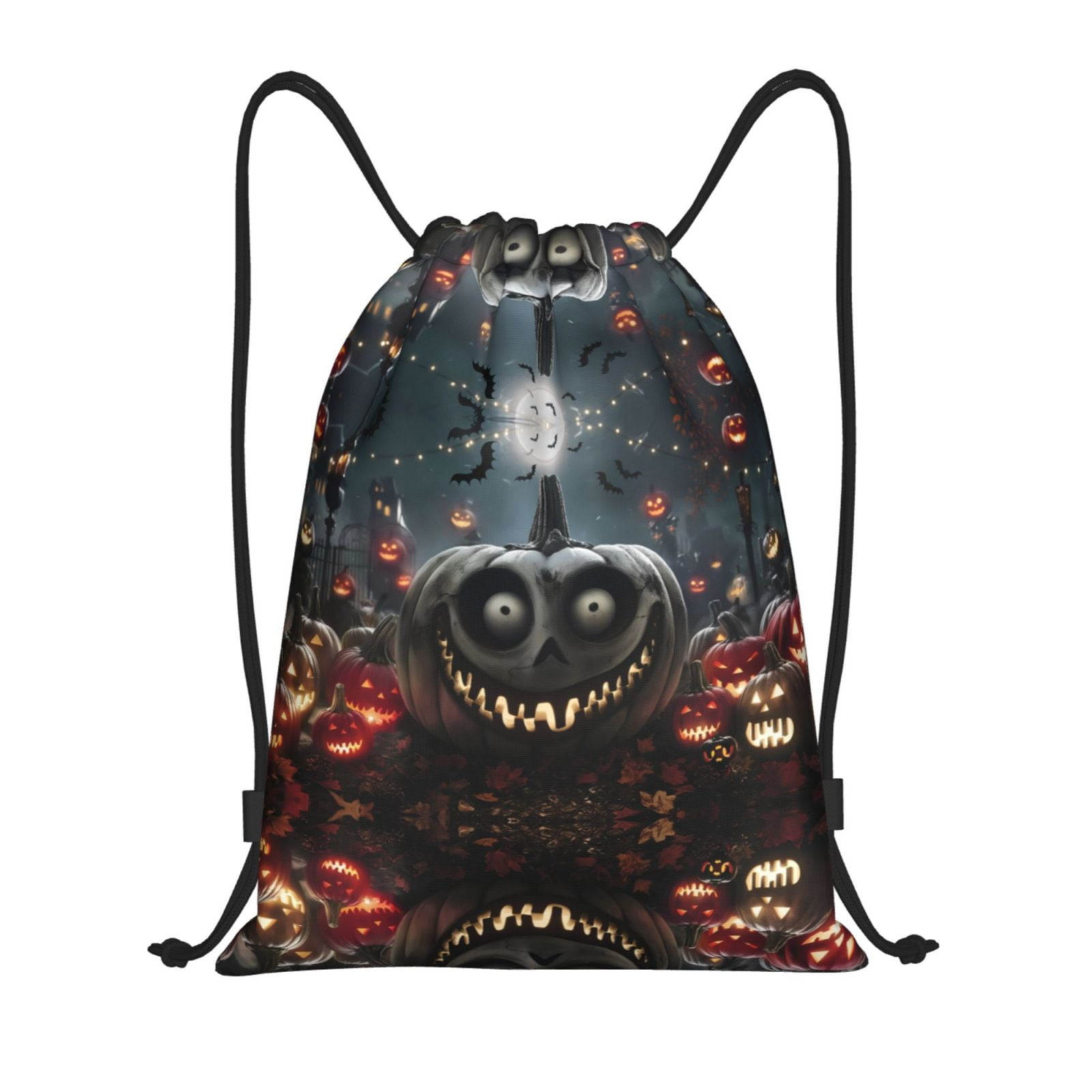Drawstring Backpack Halloween Smiling Pumpkin Sports Gym Bag for Men ...