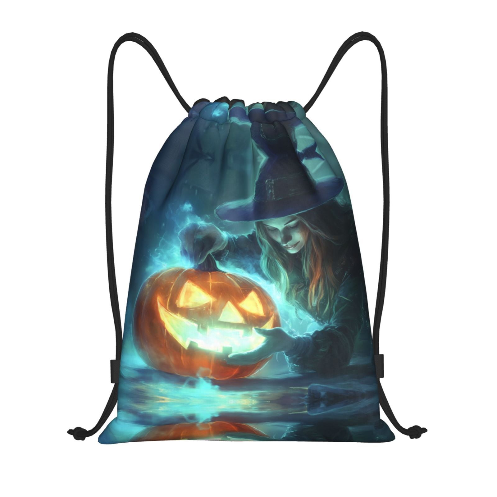 Drawstring Backpack - Halloween Witch Mysterious Pumpkin A Gym Bag for ...