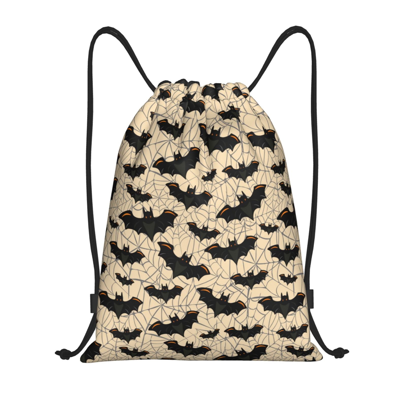 Drawstring Backpack, Halloween gothic Bats Spiderwebs Light Waterproof ...