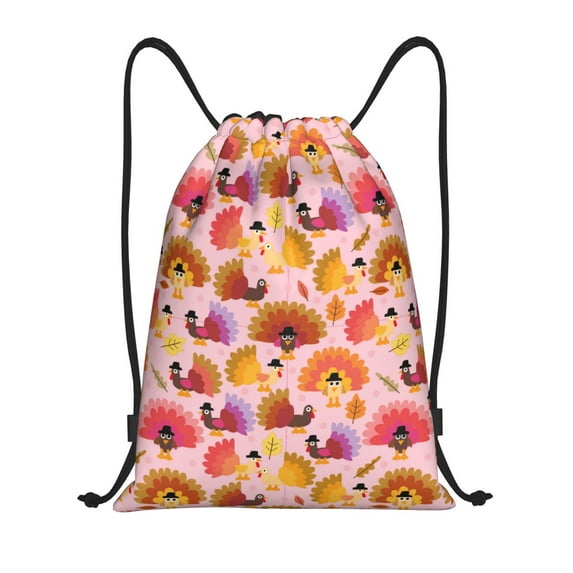 Drawstring Backpack - Happy Thanksgiving Turkey Splash Proof Small ...