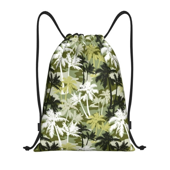 Drawstring Backpack - Hawaiian Style Black Green Splash Proof Small ...
