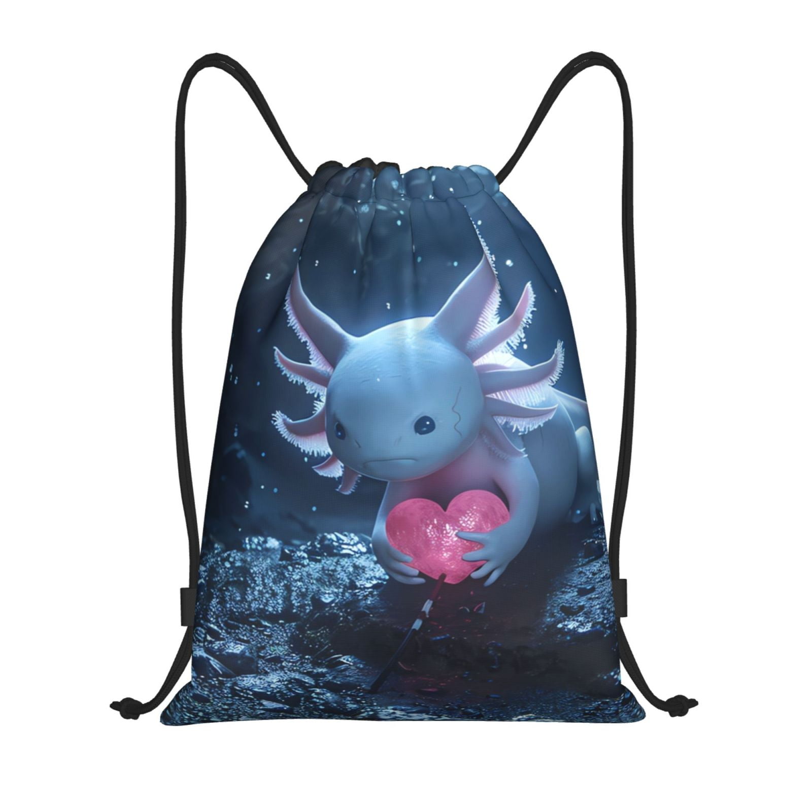 Drawstring Backpack, Heart Axolotl Light Waterproof Sports Gym Bag Draw ...