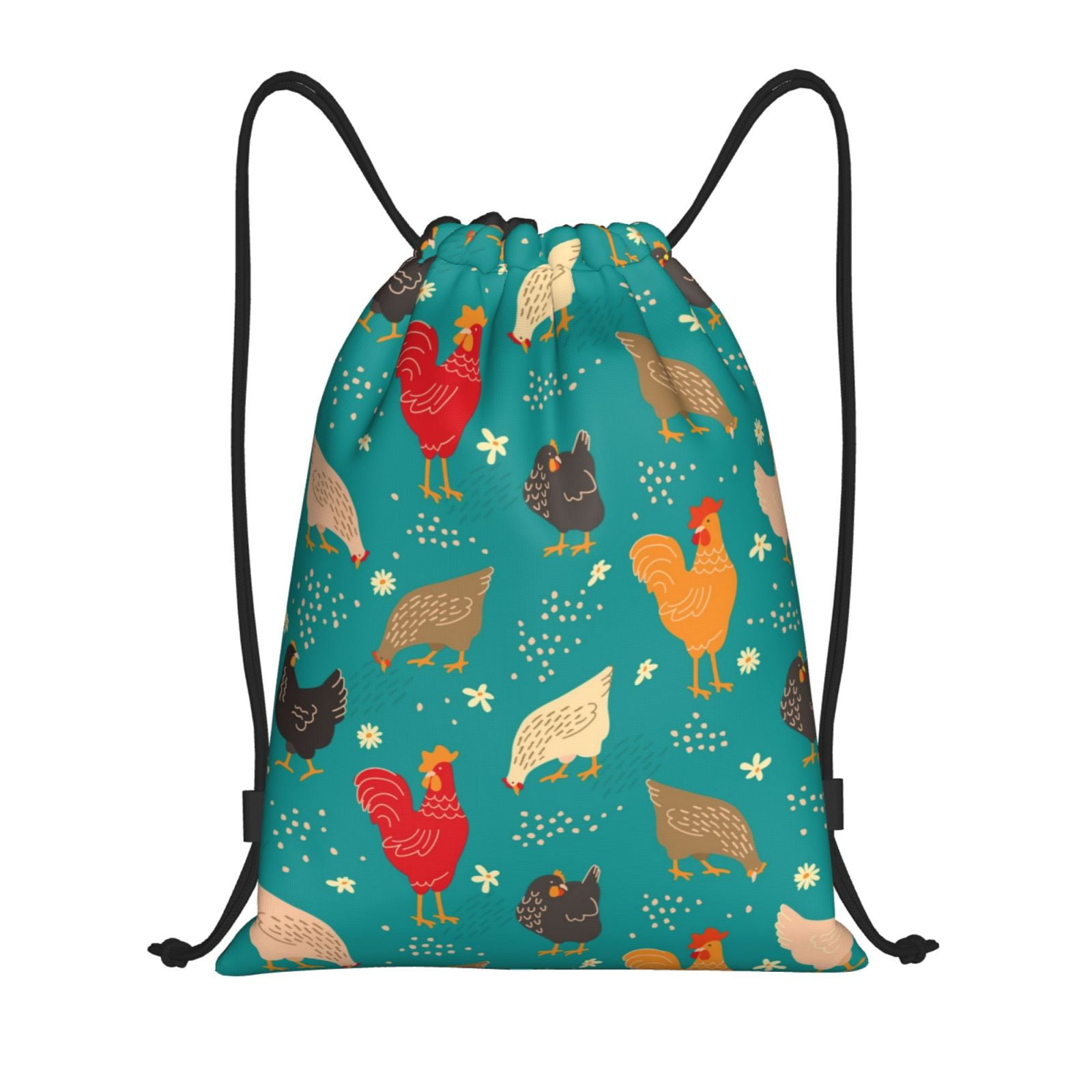 Drawstring Backpack, Hens And Rooster Light Waterproof Sports Gym Bag ...