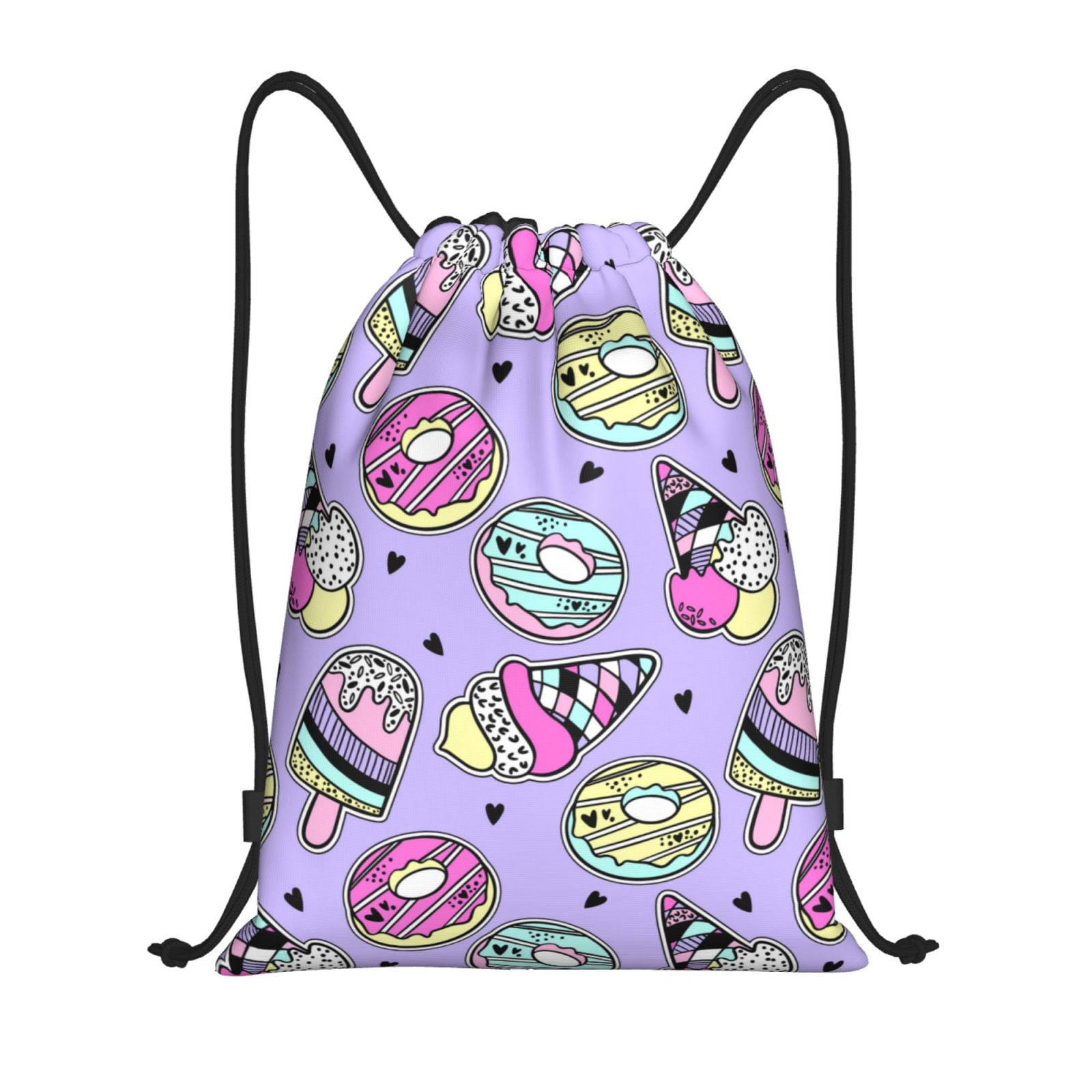 Drawstring Backpack Ice Cream Cartoon Print Sports Gym Bag for Men ...