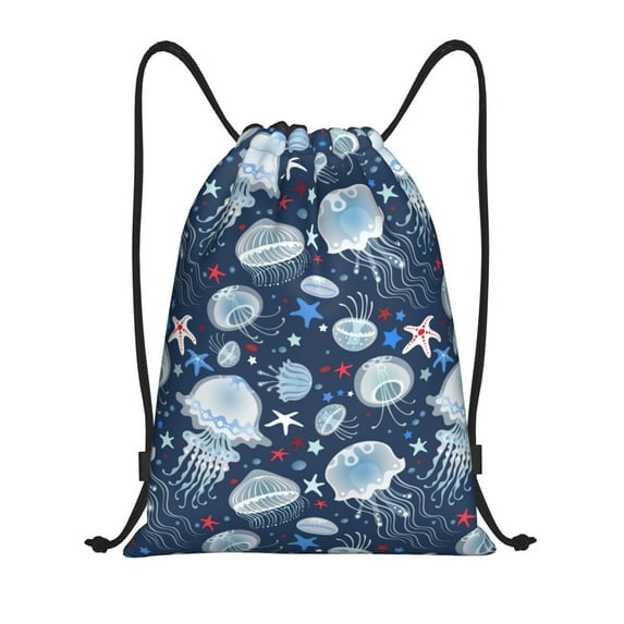 Drawstring Backpack - Jellyfish Starfish Splash Proof Small Drawstring ...