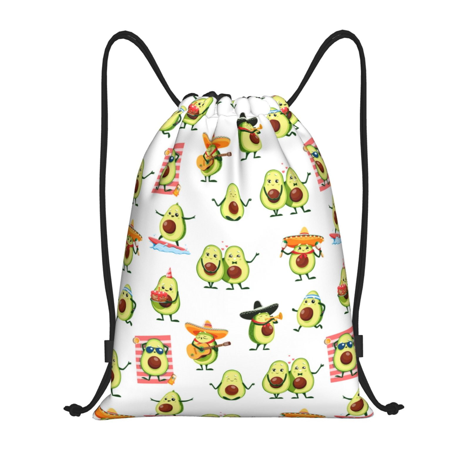 Drawstring Backpack, Kawaii Mexican Avocado Light Waterproof Sports Gym ...