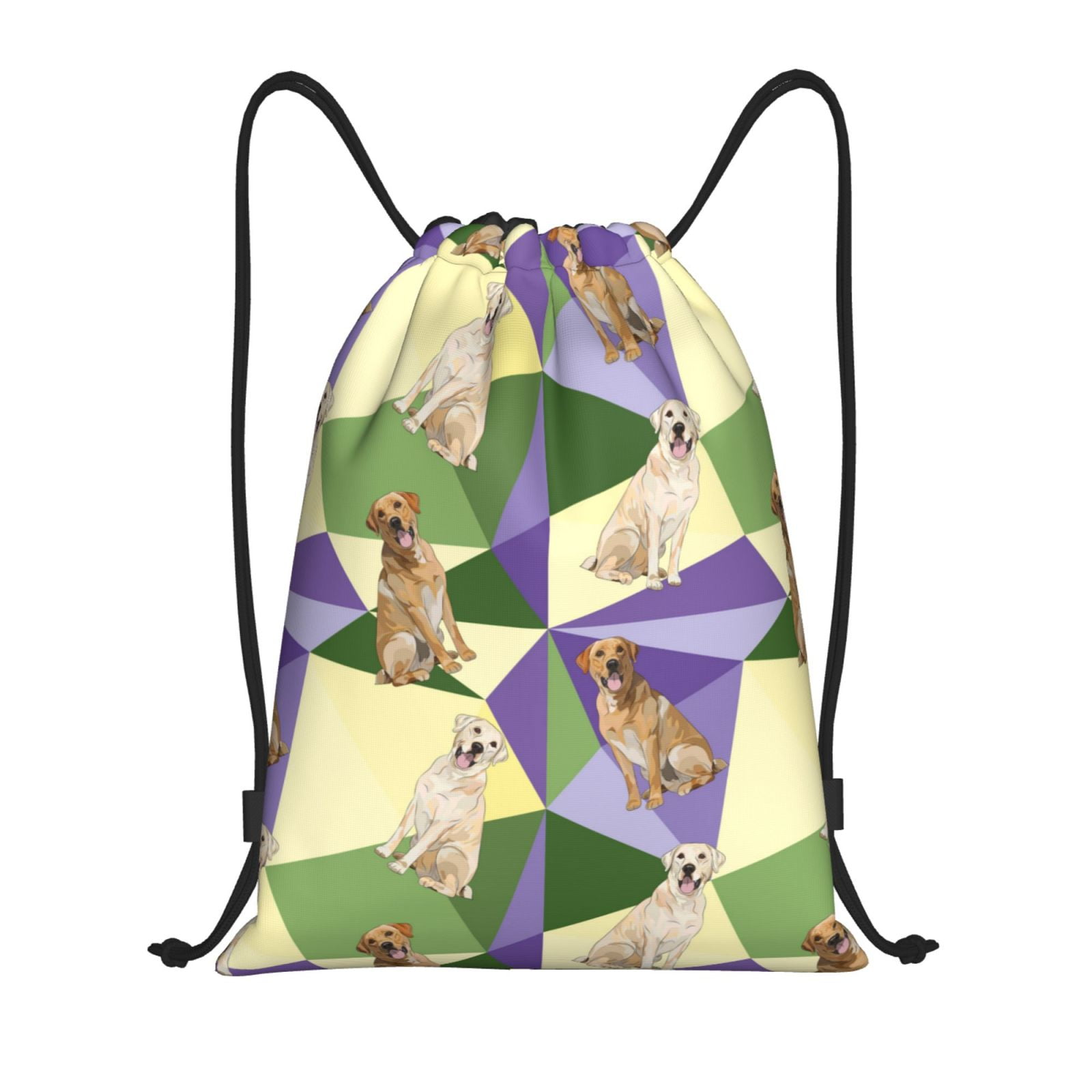 Drawstring Backpack - Labrador Retriever Dog Green Purple Splash Proof ...