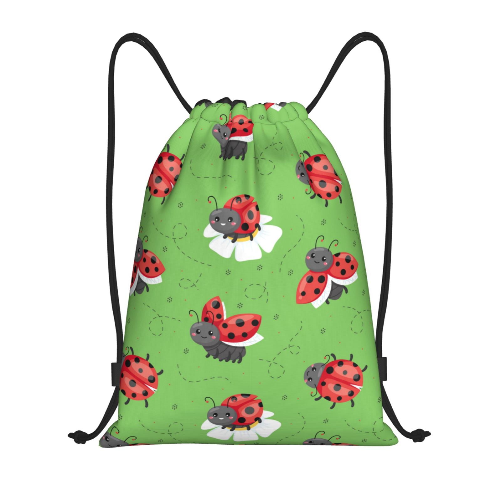 Drawstring Backpack - Ladybug Green Cheer Gym Bag for Women Men ...