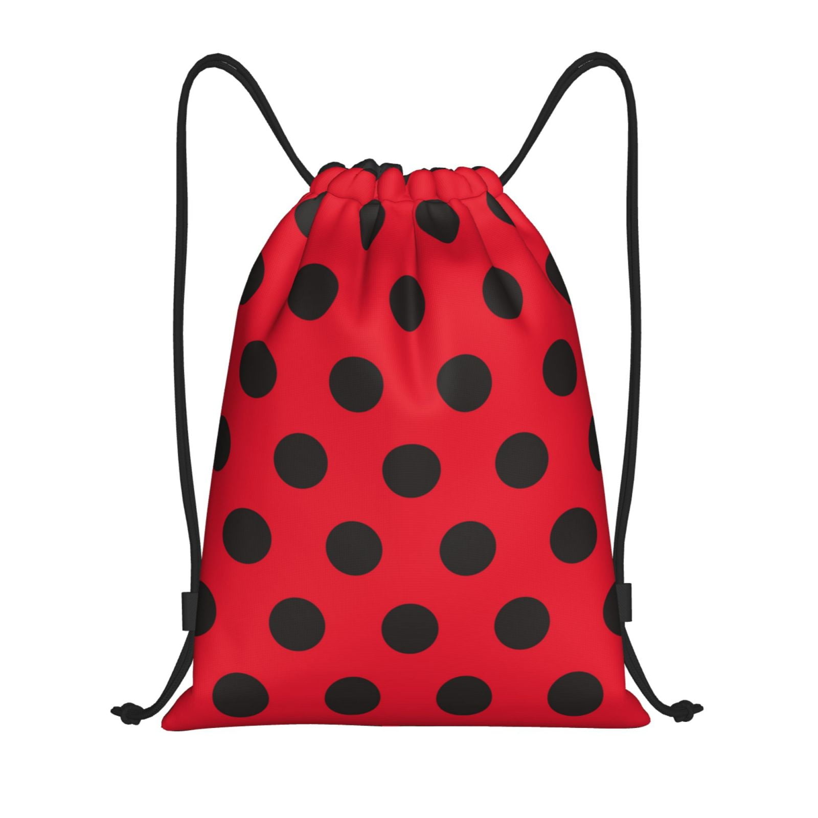 Drawstring Backpack - Ladybug black dotted spots red Cheer Gym Bag for ...