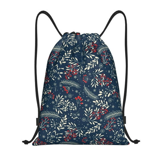 Drawstring Backpack - Leaves Snowflakes Splash Proof Small Drawstring ...