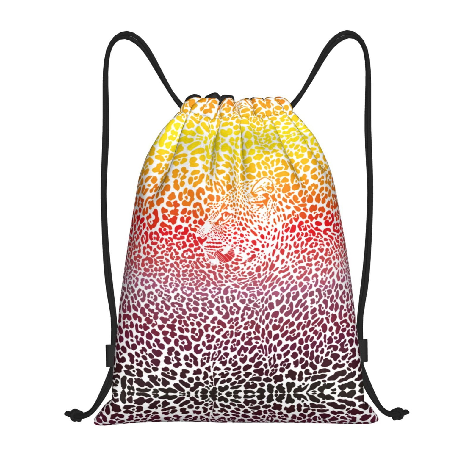 Drawstring Backpack, Leopard Skins And Heads Light Waterproof Sports ...