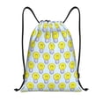 Drawstring Backpack - Light Bulb Pattern yellow Splash Proof Small ...