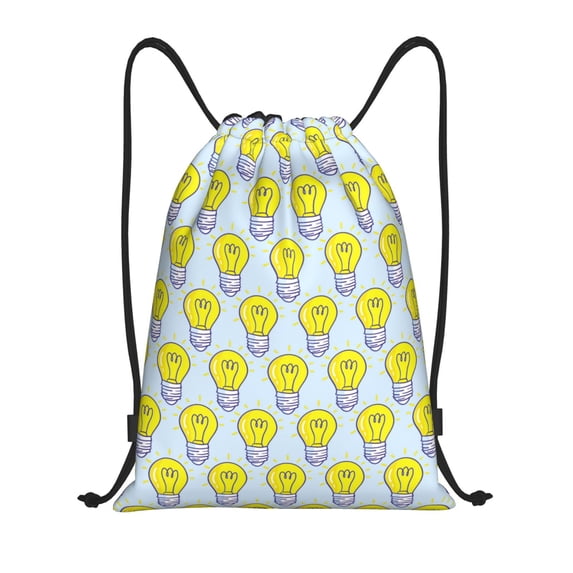 Drawstring Backpack - Light Bulb Pattern yellow Splash Proof Small ...