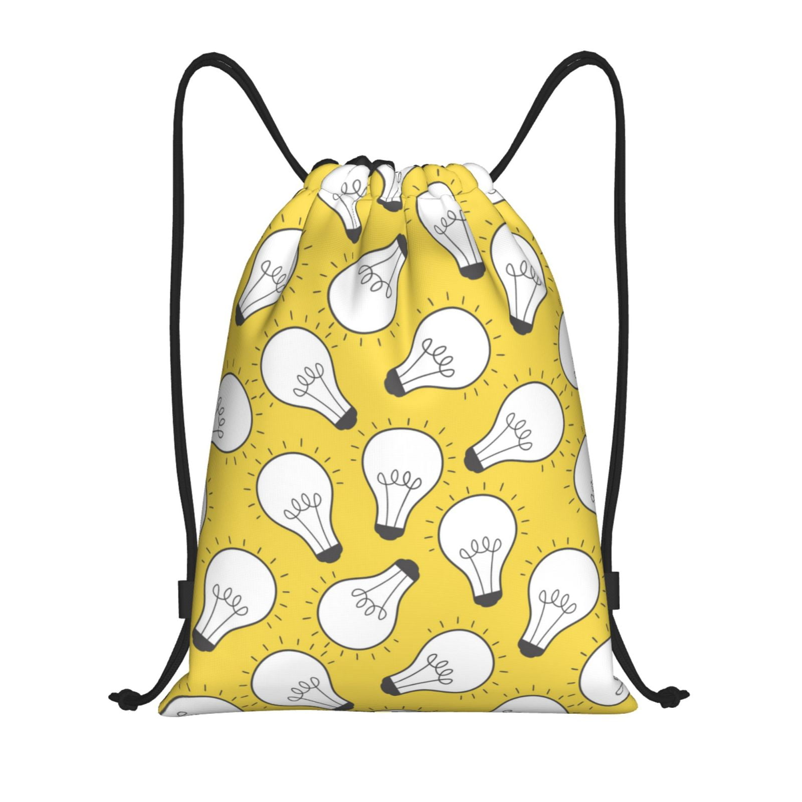 Drawstring Backpack - Light Bulb Print yellow Splash Proof Small ...
