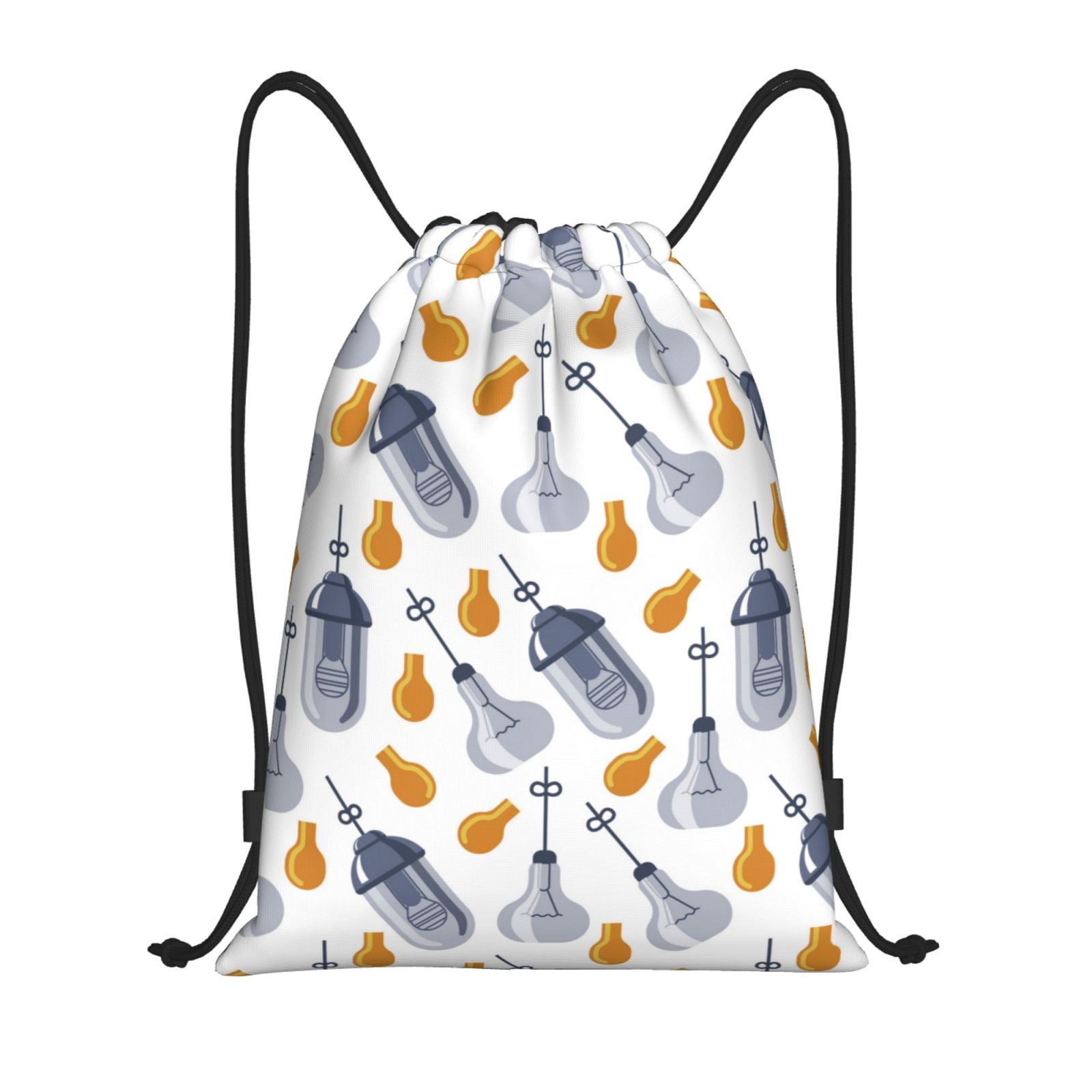Drawstring Backpack, Light Bulbs Print Light Waterproof Sports Gym Bag ...