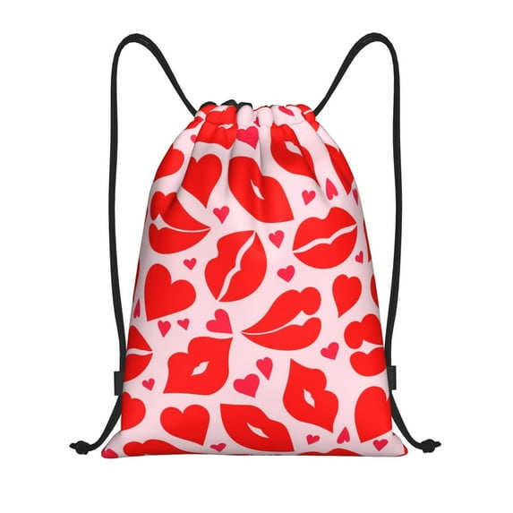 Drawstring Backpack, Lips Kiss Light Waterproof Sports Gym Bag Draw ...