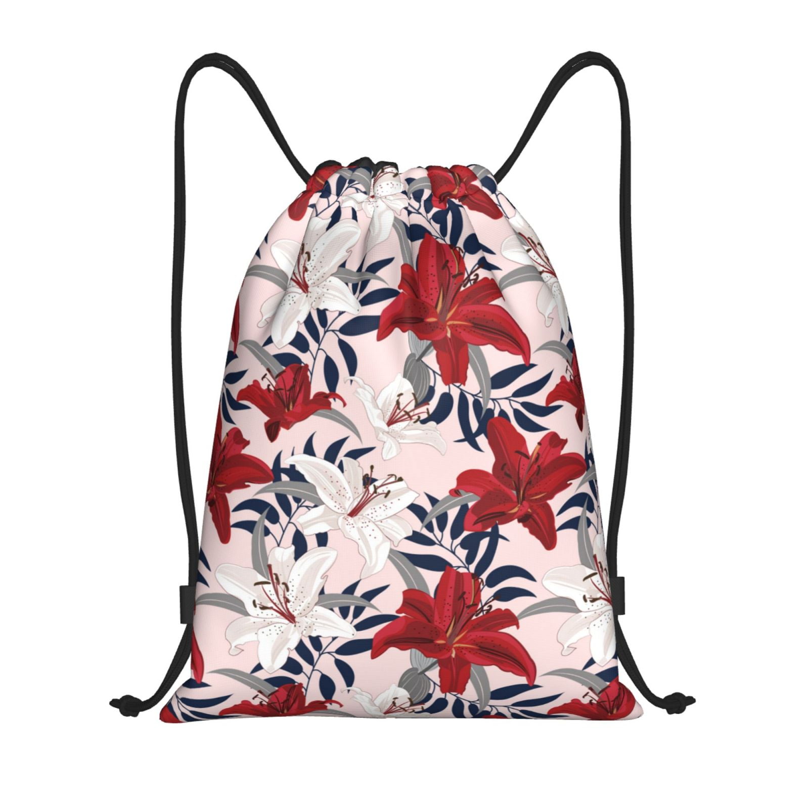 Drawstring Backpack - Magenta Lilies Flowers Splash Proof Small ...
