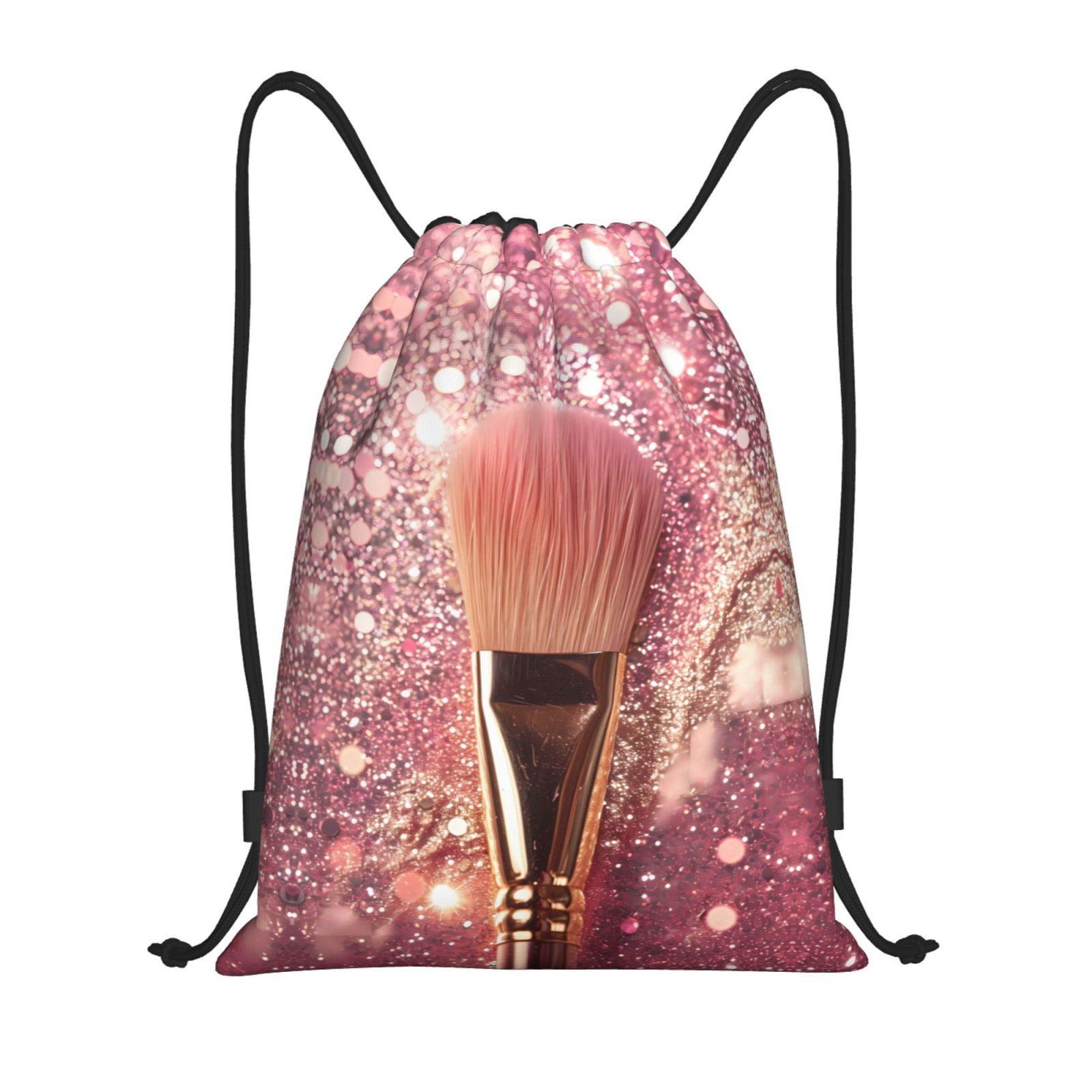 Drawstring Backpack Makeup Brush on Pink Glitter Sports Gym Bag for Men ...
