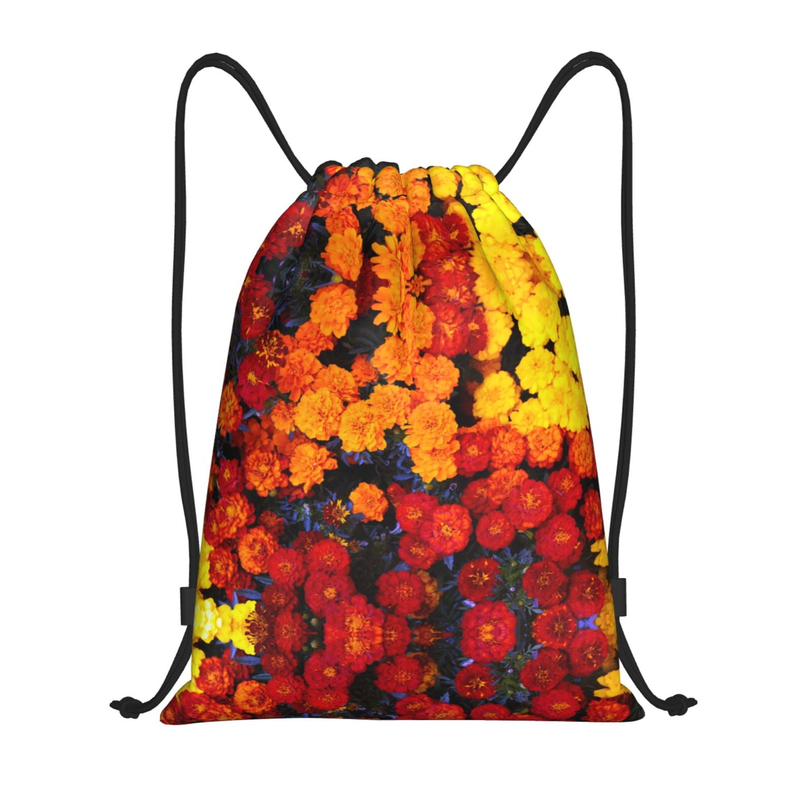 Drawstring Backpack, Marigold Flowers In Different Colors Light ...
