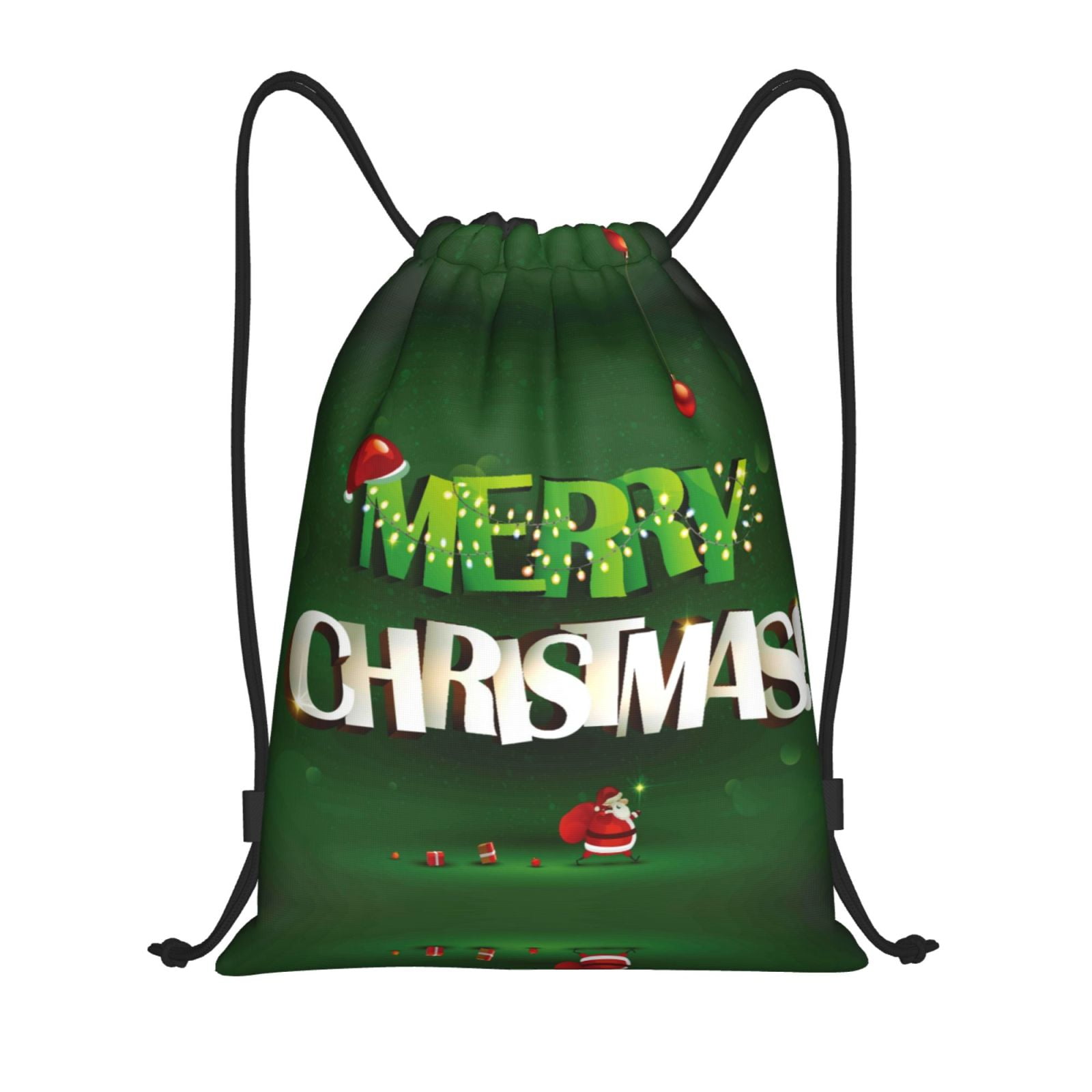 Drawstring Backpack, Merry Christmas Santa Claus Gifts Light Waterproof ...