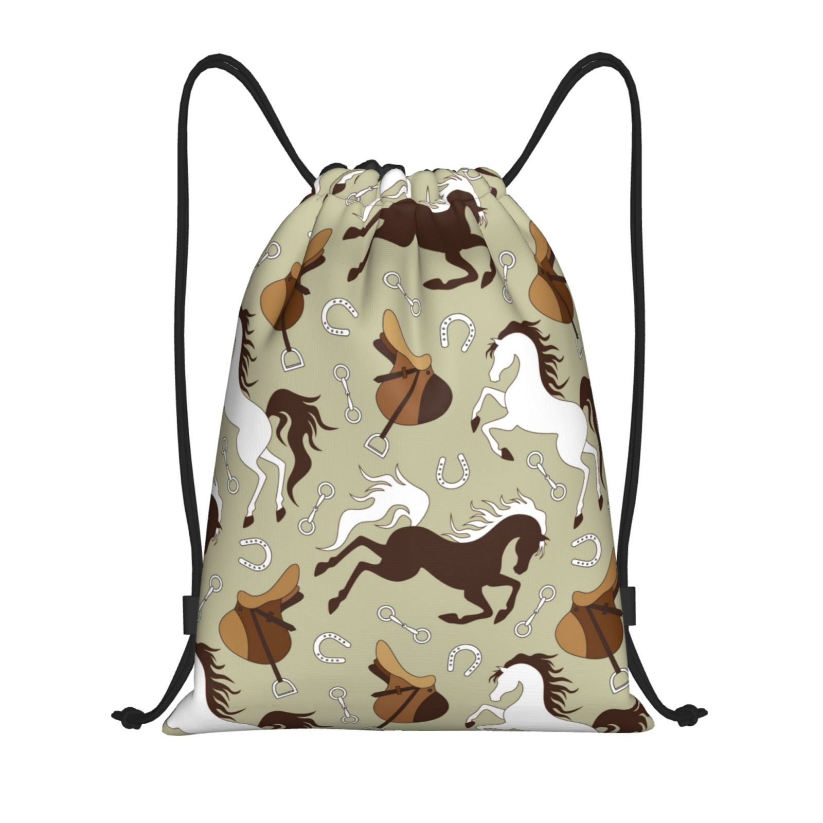 Drawstring Backpack, Minimalist Cool Horse Saddle_A Light Waterproof ...