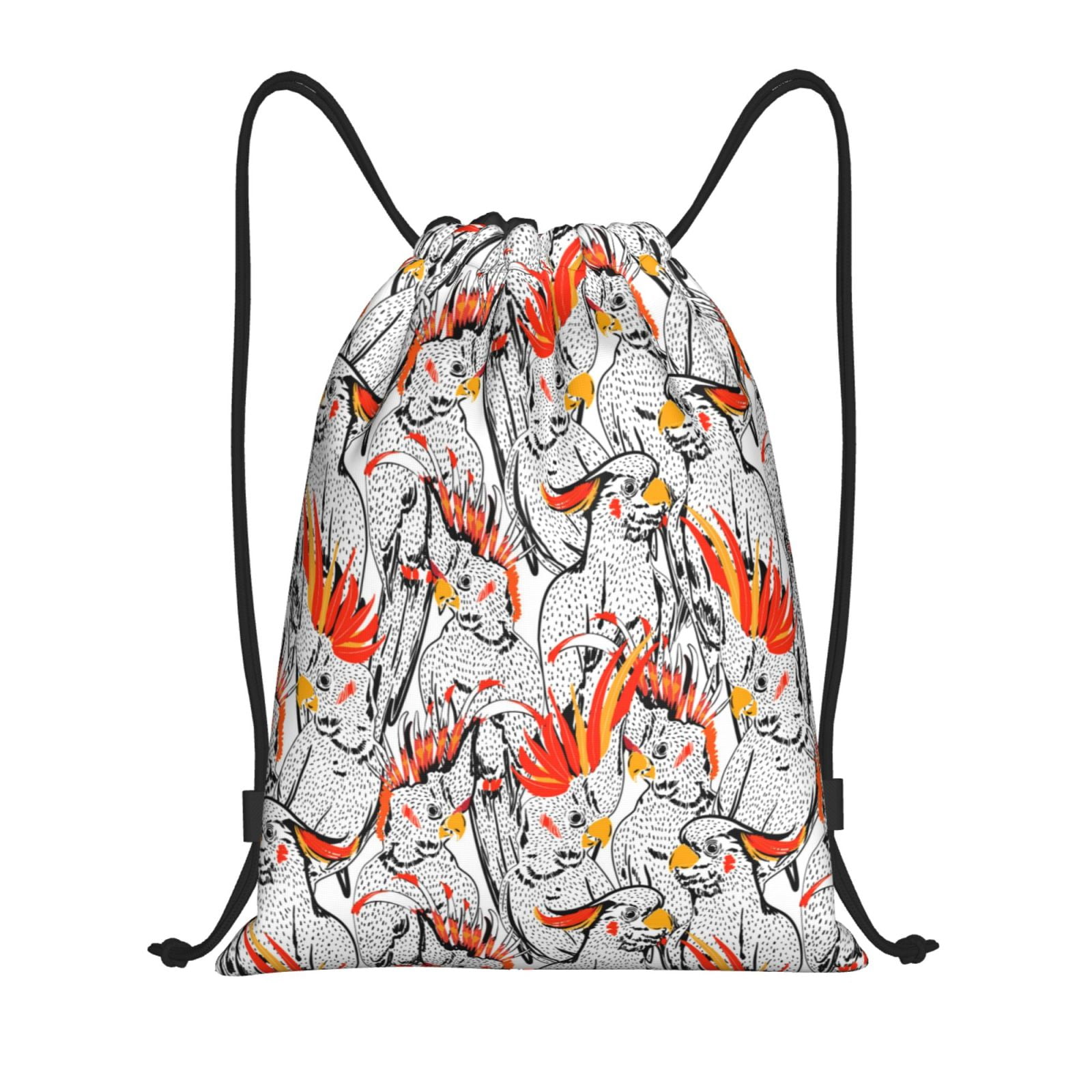 Drawstring Backpack, Minimalist Cute Cockatoo Orange Light Waterproof ...
