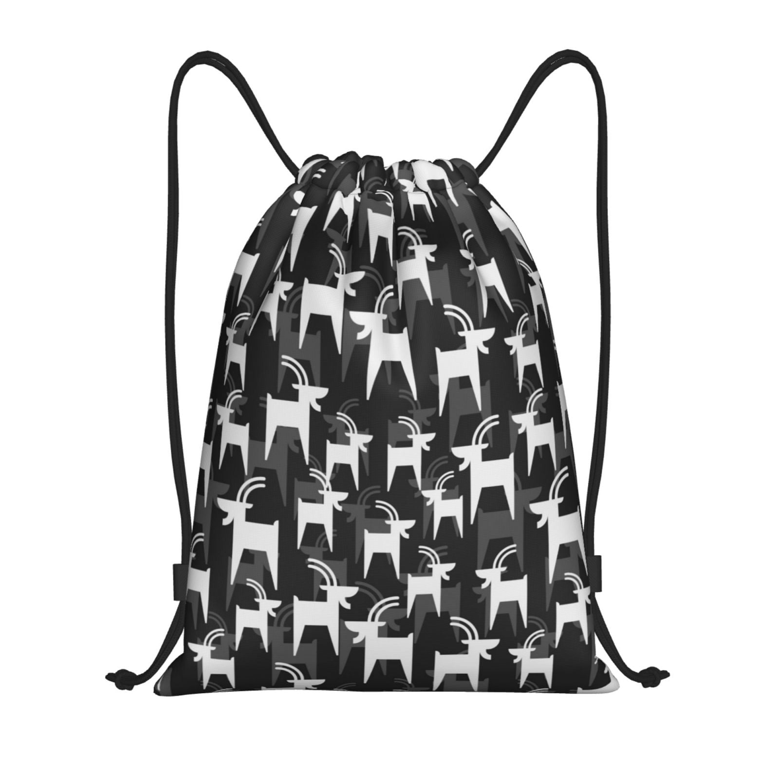 Drawstring Backpack - Mountain goat cool black Splash Proof Small ...