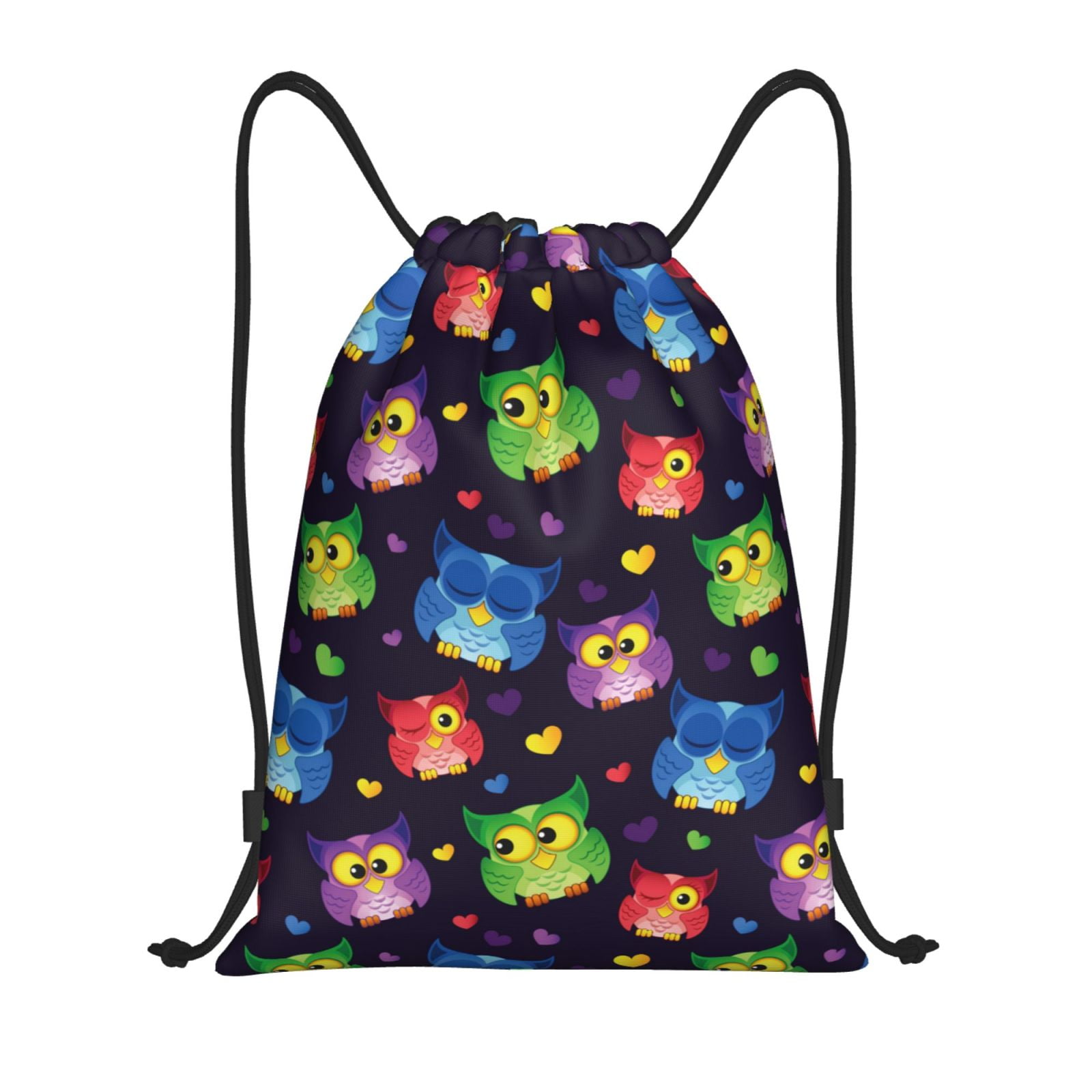 Drawstring Backpack, Owls And Hearts Light Waterproof Sports Gym Bag ...