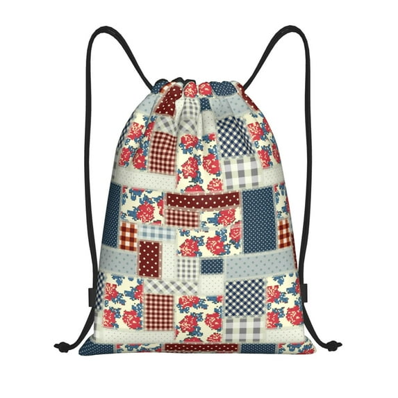 Drawstring Backpack, Patchwork In Country Style Light Waterproof Sports ...