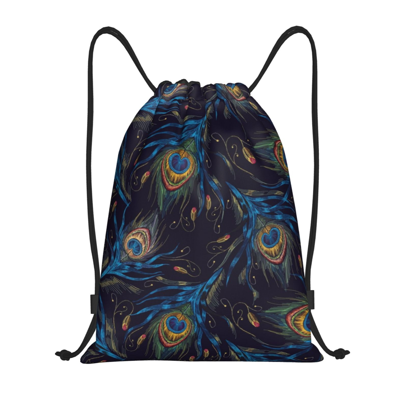 Drawstring Backpack - Peacock Feathers Splash Proof Small Drawstring ...