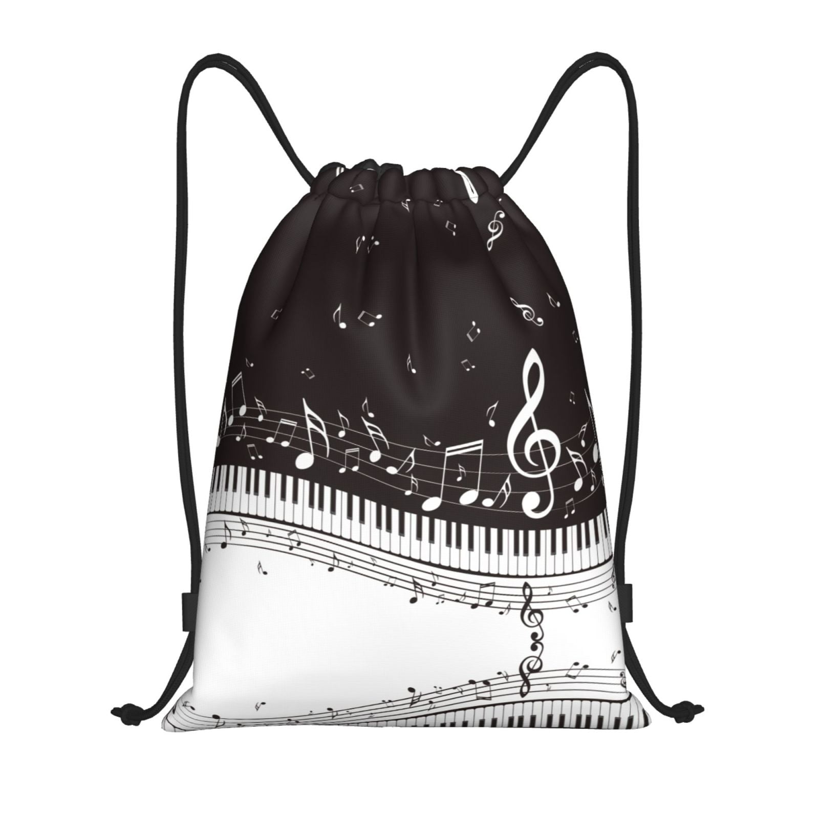 Drawstring Backpack, Piano Keys With Musical Notes Light Waterproof ...