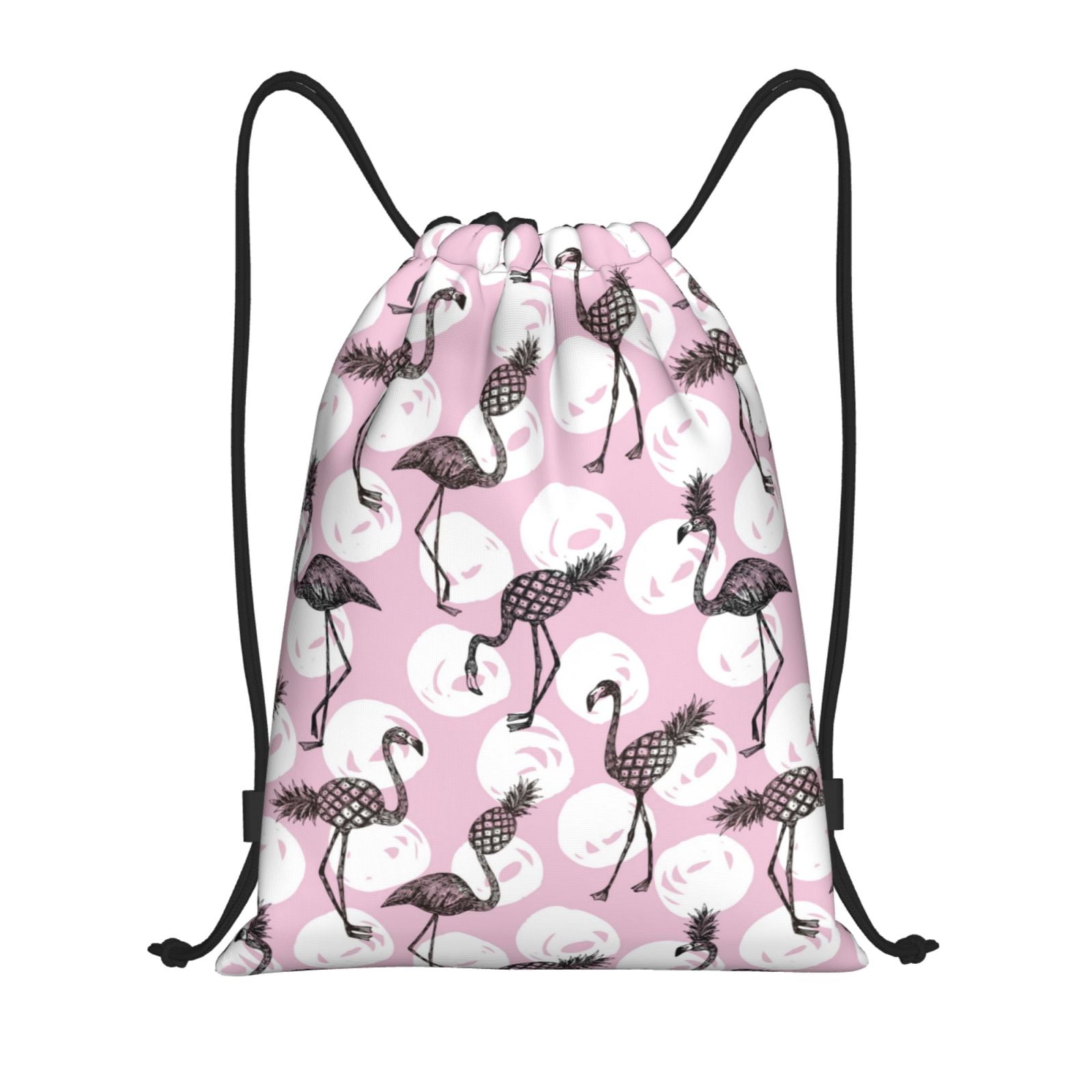 Drawstring Backpack - Pineapple Flamingo Splash Proof Small Drawstring ...
