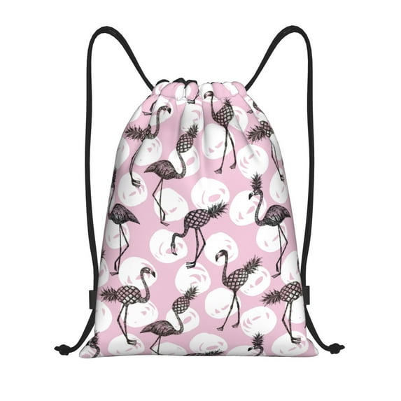 Drawstring Backpack - Pineapple Flamingo Splash Proof Small Drawstring ...