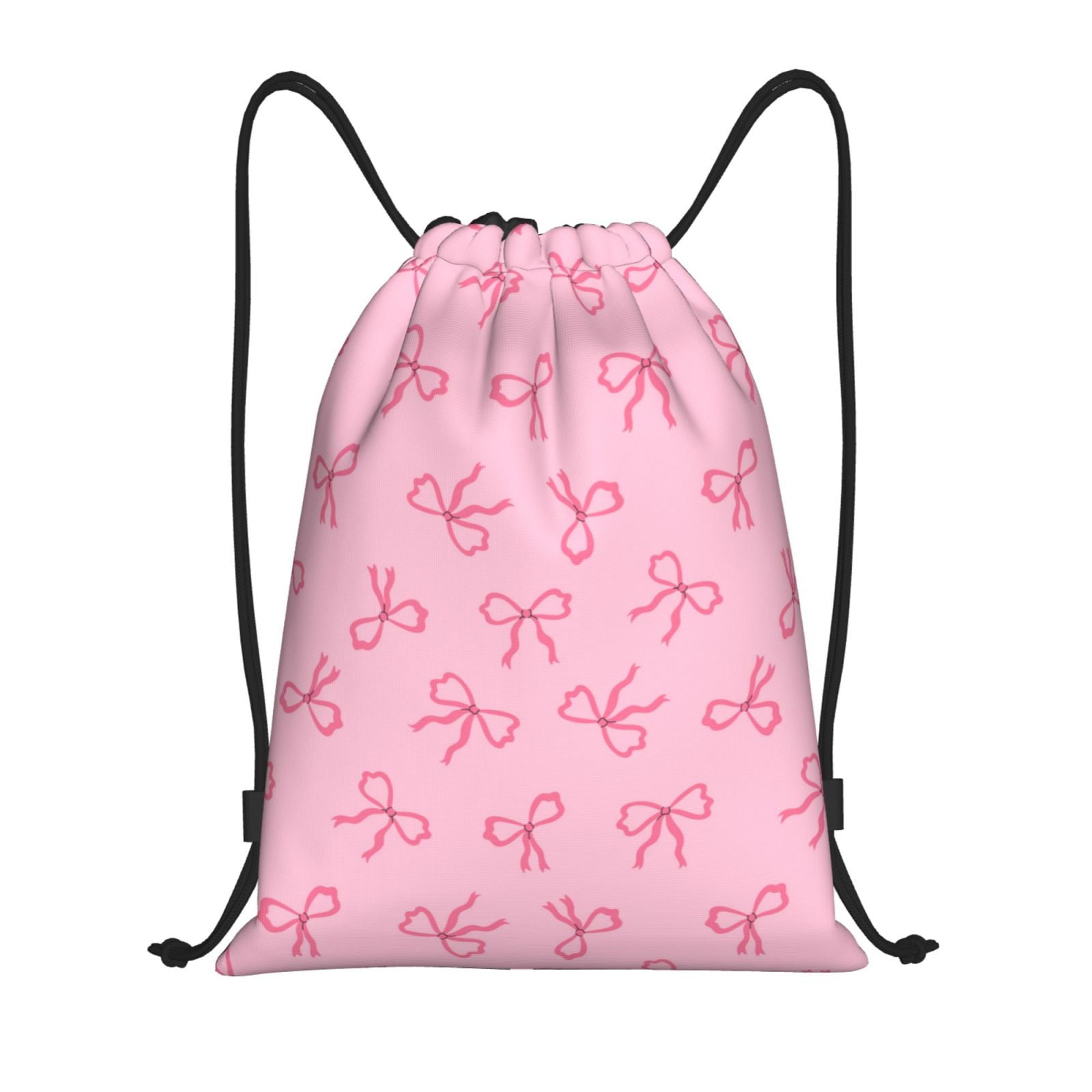 Drawstring Backpack - Pink Bows Cheer Gym Bag for Women Men, Drawstring ...