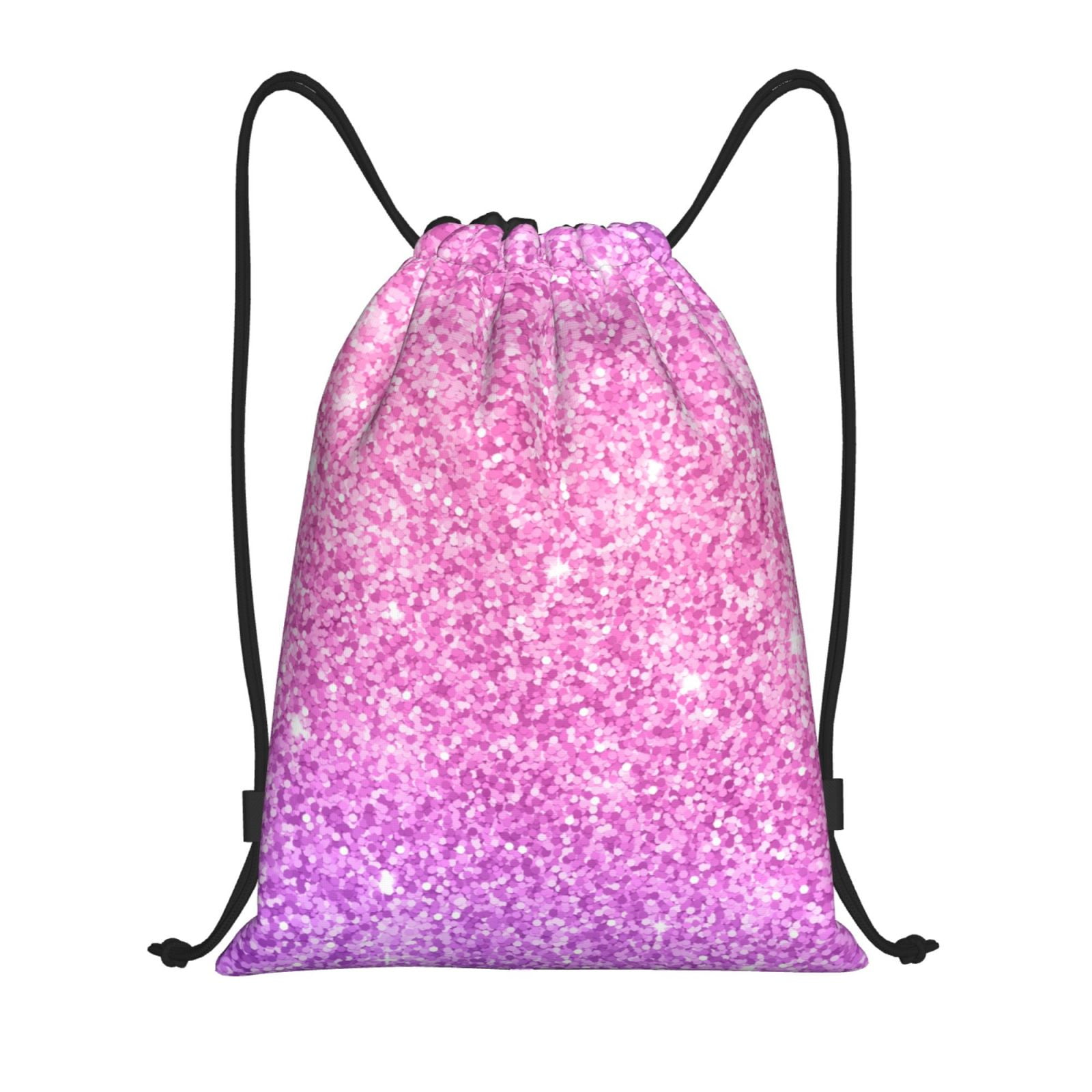 Drawstring Backpack - Pink Purple Glitter Texture Gym Bag for Women Men ...
