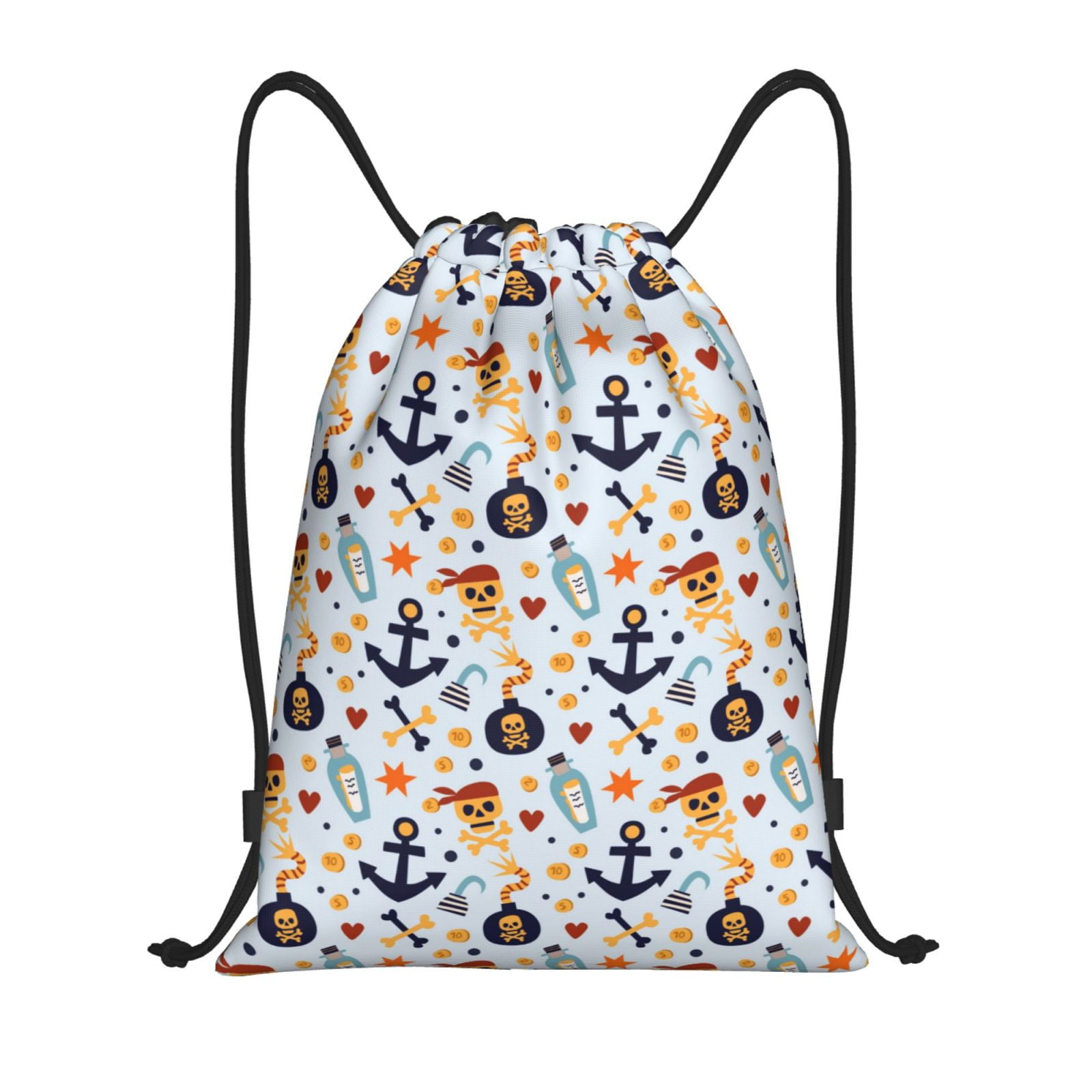 Drawstring Backpack - Pirate Skull And Anchor Cheer Gym Bag for Women ...