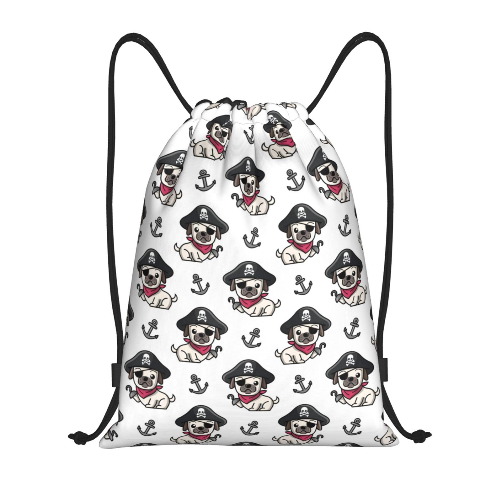 Drawstring Backpack, Pirate puppy Light Waterproof Sports Gym Bag Draw ...