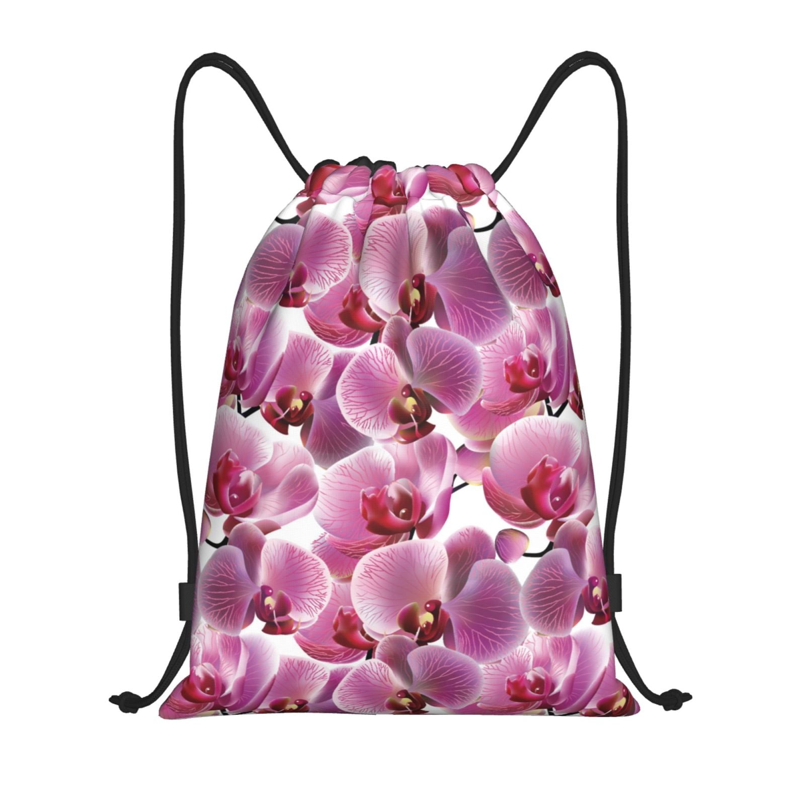 Drawstring Backpack - Pueple Orchids Flowers Splash Proof Small ...