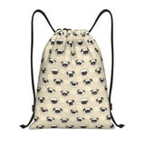 Drawstring Backpack - Pug Dog Face Gym Bag for Women Men Water ...
