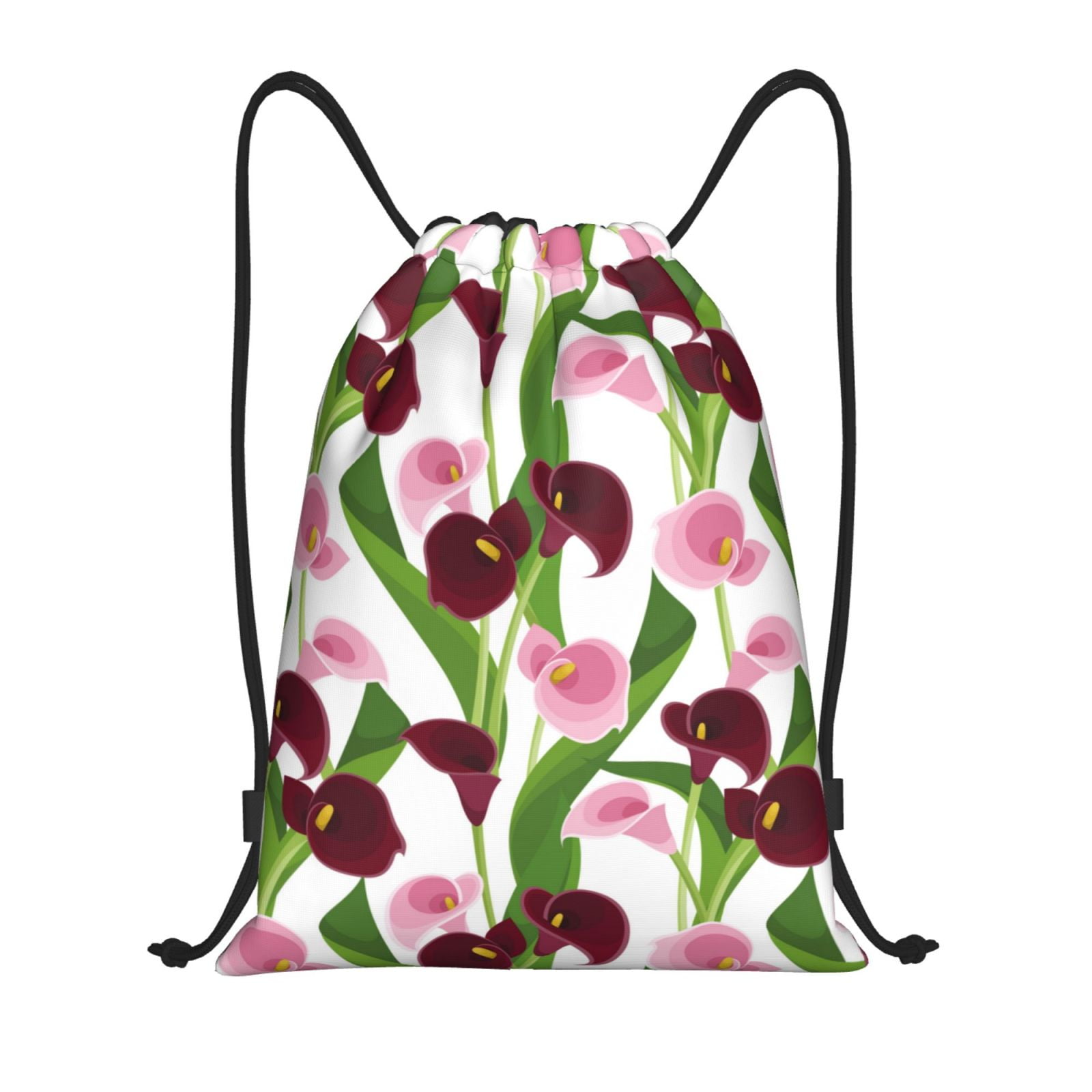 Drawstring Backpack, Purple Pink Calla Lily Flowers Light Waterproof ...