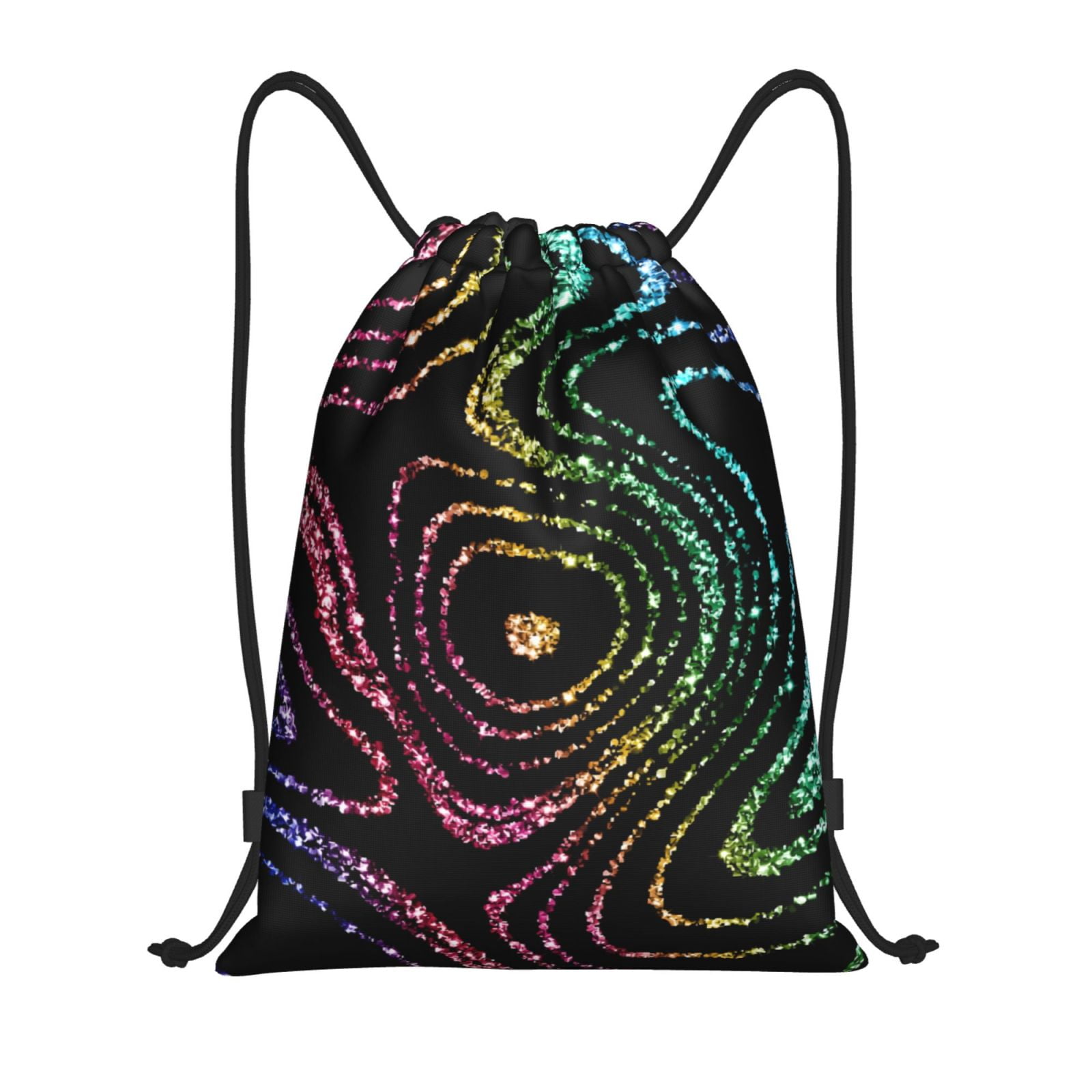 Drawstring Backpack - Rainbow Glitter Cheer Gym Bag for Women Men ...