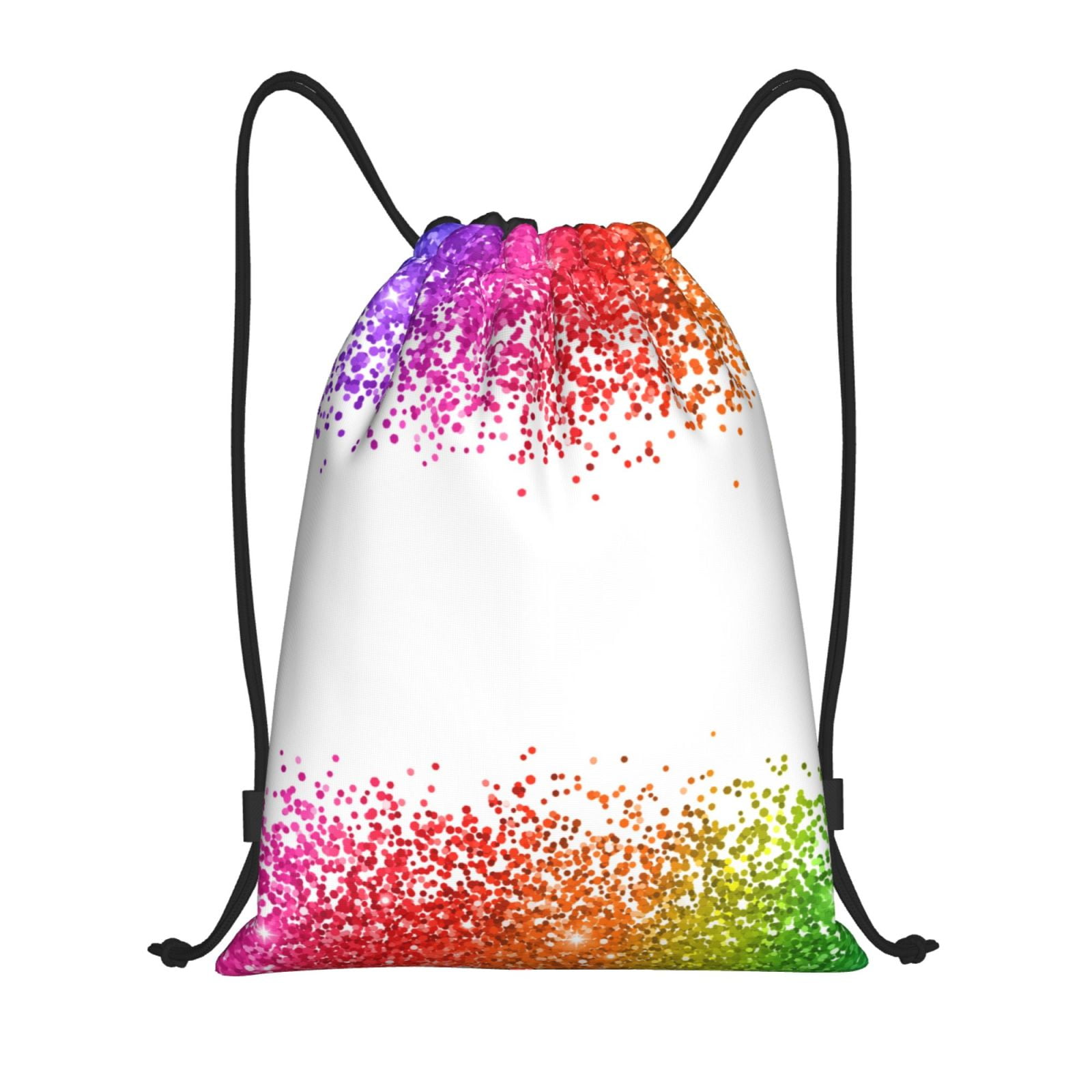 Drawstring Backpack - Rainbow Glitter Frame Splash Proof Small ...