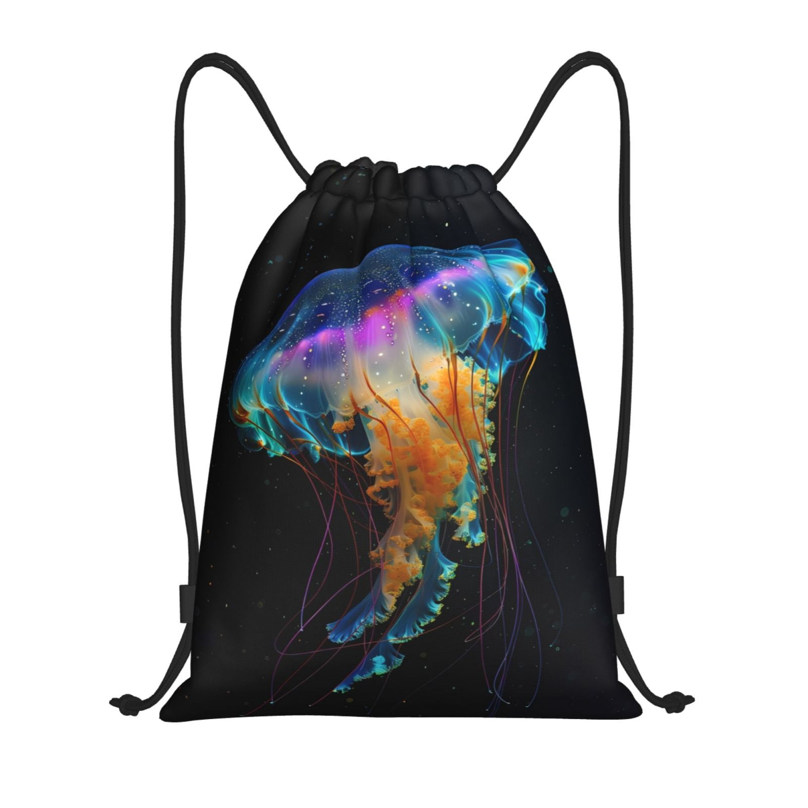 Drawstring Backpack - Rainbow Luminescent Jellyfish Cheer Gym Bag for ...