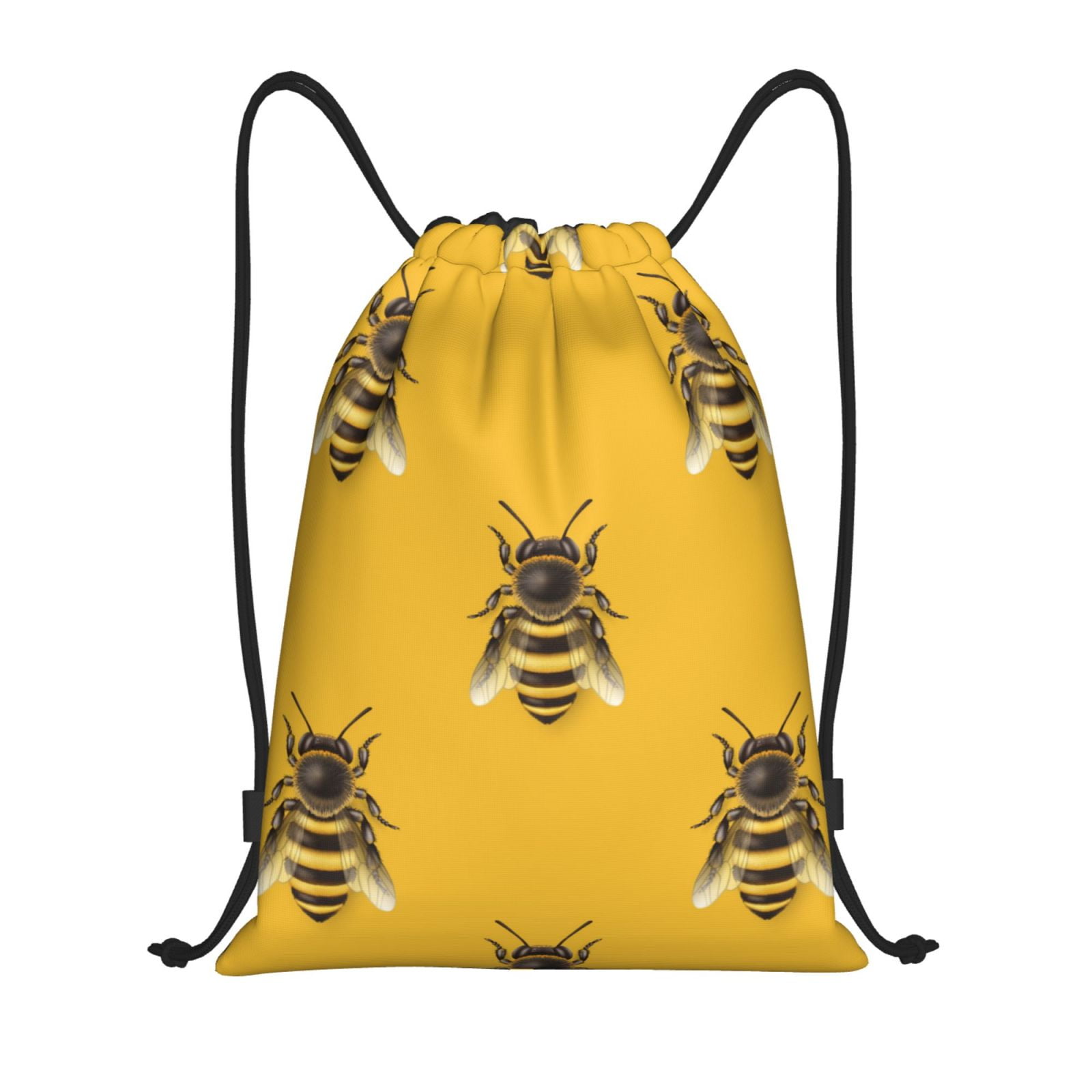Drawstring Backpack - Realistic Bee cute cool yellow Splash Proof Small ...
