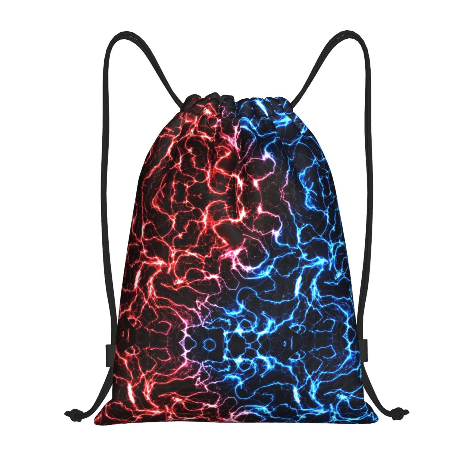 Drawstring Backpack, Red And Blue Lightning Light Waterproof Sports Gym ...